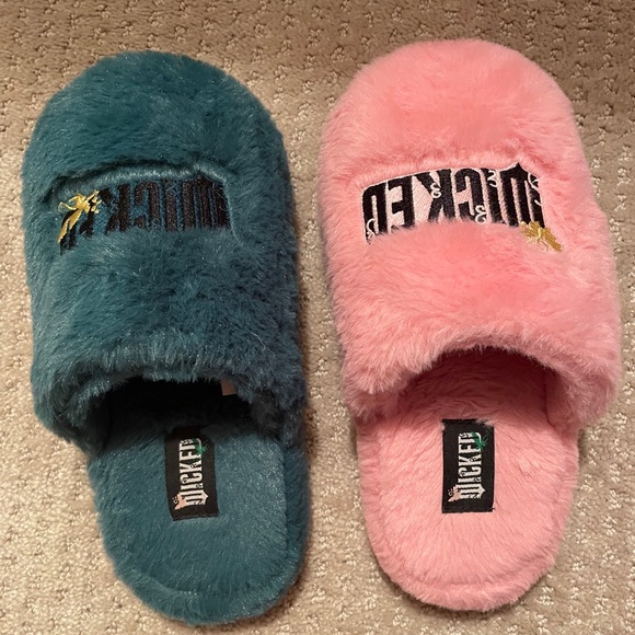 Shoes | Wicked Fuzzy Slippers In Teal And Pink | Poshmark